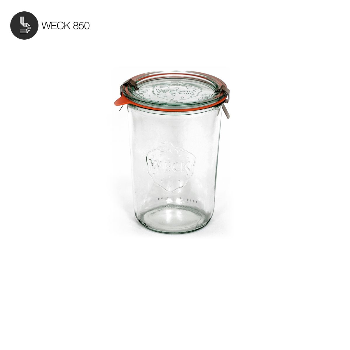 Pote de vidro hermético com boca larga Weck Mold 850ml